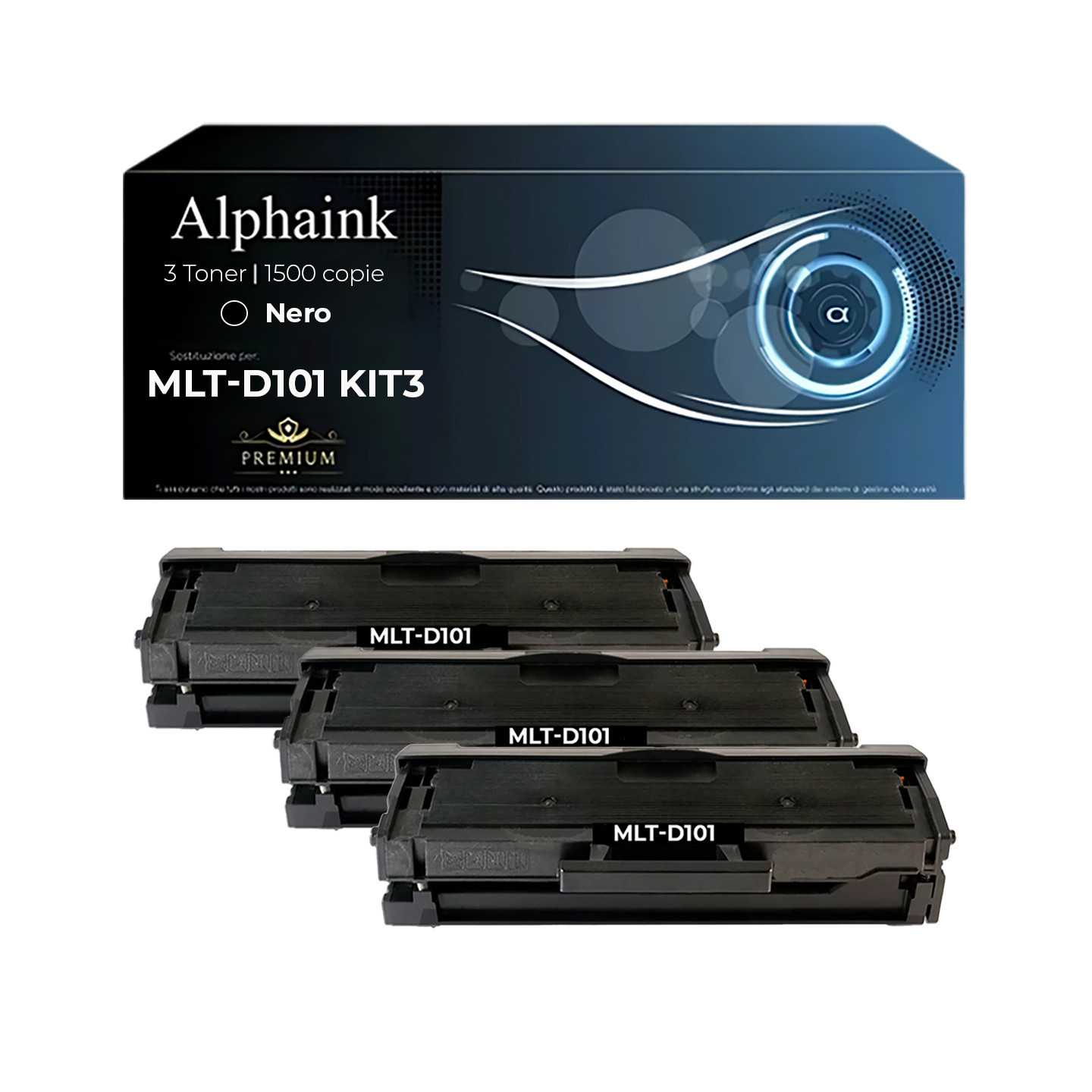 Kit 3 Toner MLT-D101 SU696A Compatibili per Samsung Nero | Alphaink