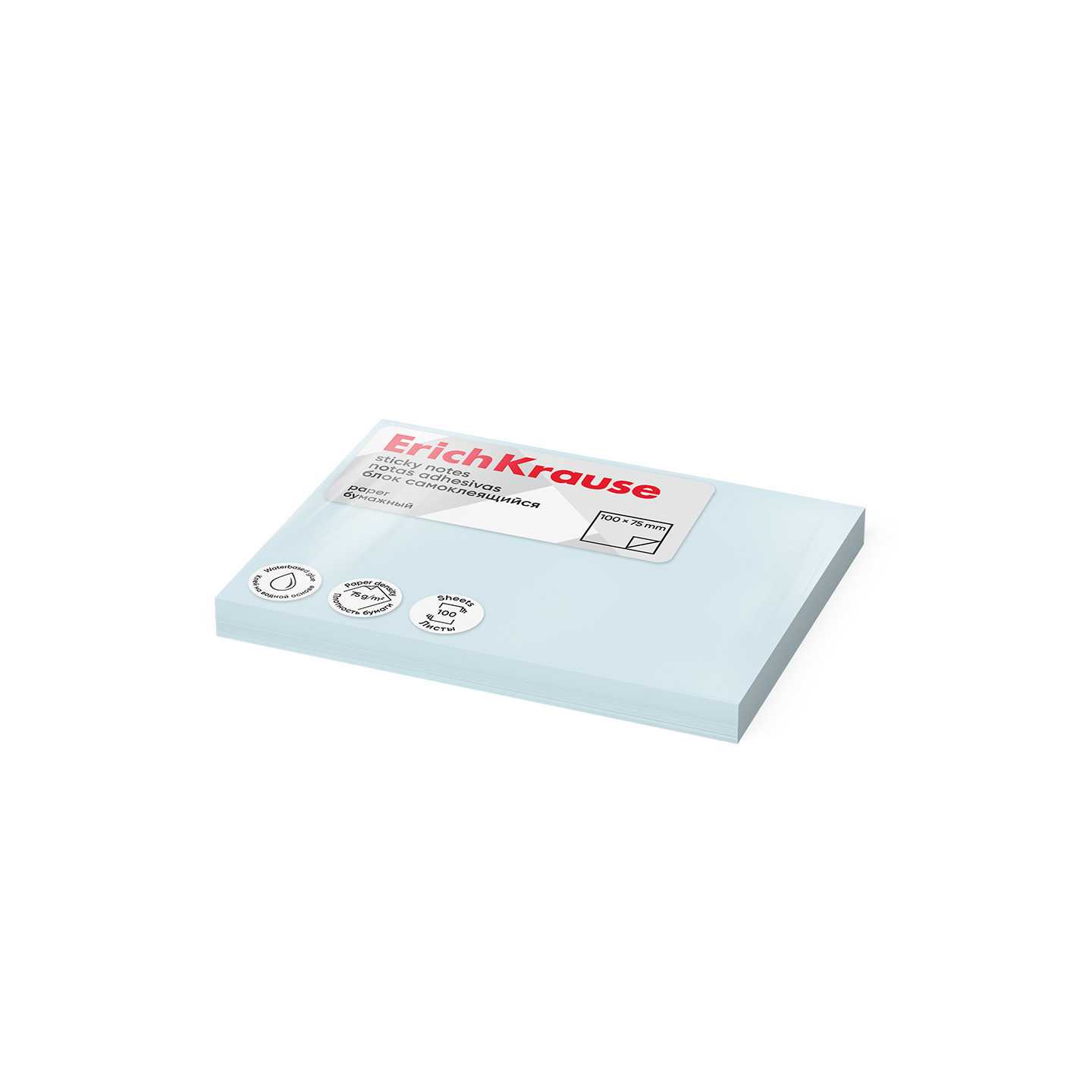 Post it - Sticky notes ErichKrause 100х75 mm, 100 fogli, Blu