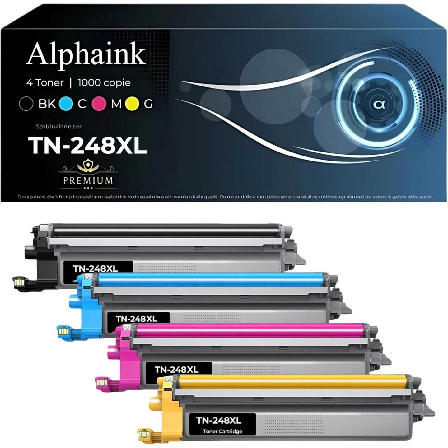Set 4 Toner TN-248 XL con Chip Compatibili per Brother (BK+C+M+Y ...
